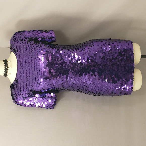 Vintage | Dresses | Vintage 8s Disco Mini Dress Reflective Large Purple ...